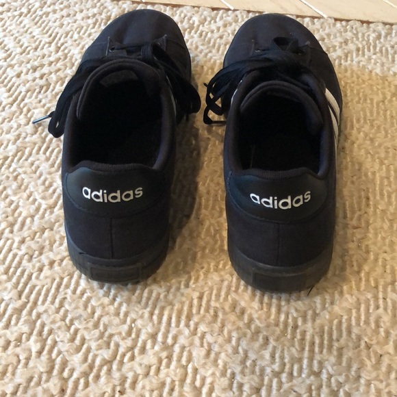 adidas | Shoes | Adidas Black Canvas And Leather Striped Sneakers ...